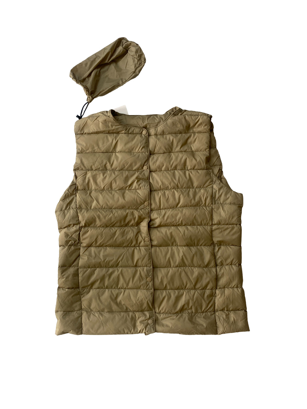 Premium Lightweight Collarless Down Vest (Beige) – Zona-San-Outfits
